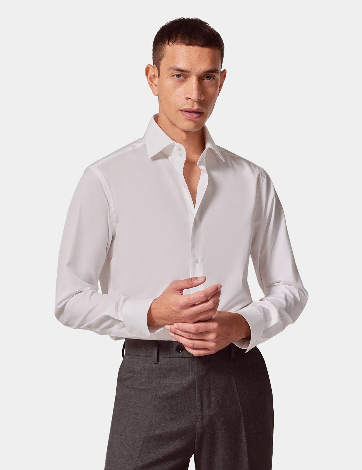 Men's White Slim Shirt - Mid-Collar | Hawes & Curtis