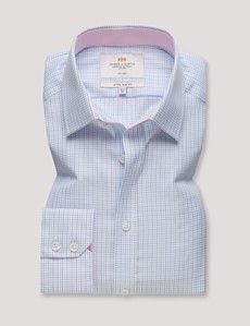 Men's Non-Iron Navy & Blue Multi Check Extra Slim Fit Shirt - Contrast Detail | Hawes & Curtis