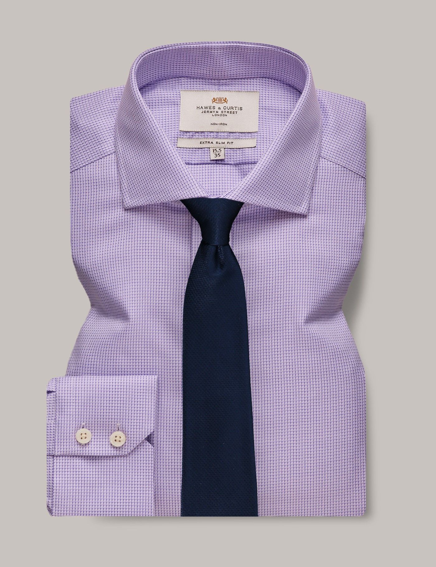 Men's Non-Iron Lilac & White Textured Weave Extra Slim Shirt - Windsor ...
