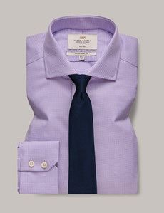 Men's Non-Iron Lilac & White Textured Weave Extra Slim Shirt - Windsor ...
