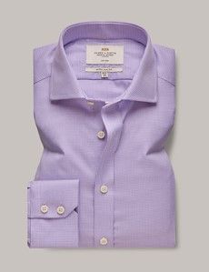 Men's Non-Iron Lilac & White Textured Weave Extra Slim Shirt - Windsor ...