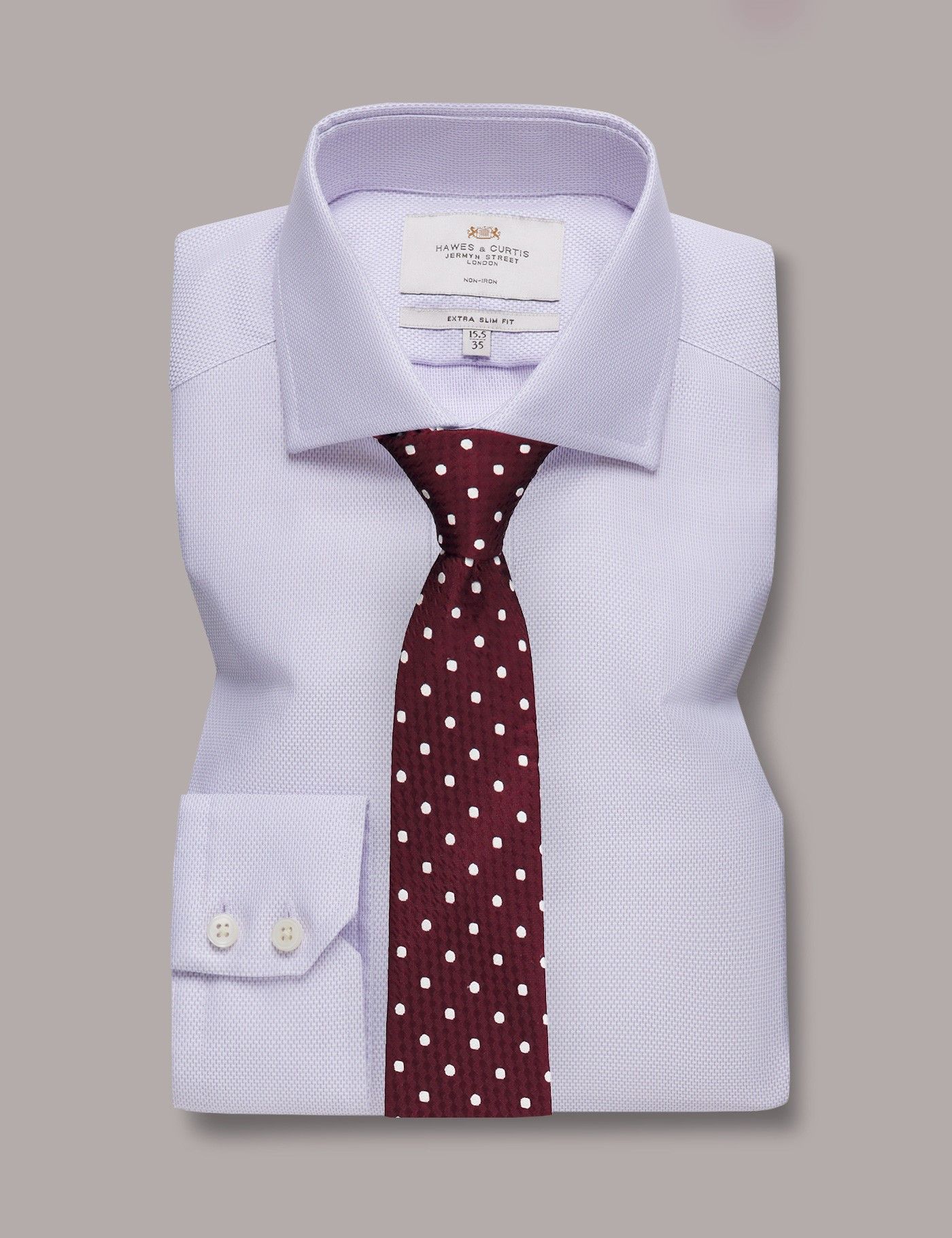 Men's Non-Iron Lilac & White Textured Weave Extra Slim Fit Shirt ...