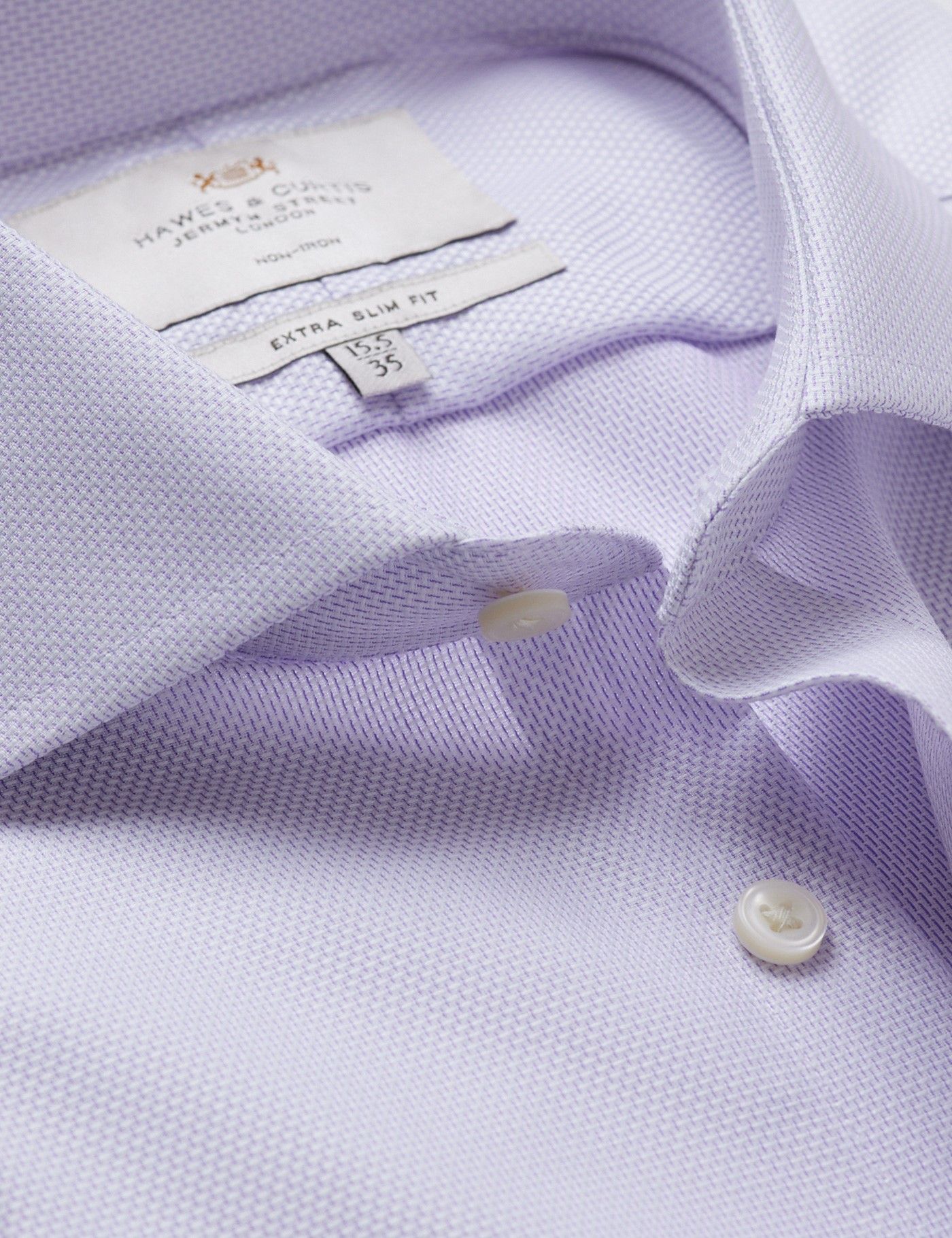 Men's Non-Iron Lilac & White Textured Weave Extra Slim Fit Shirt ...