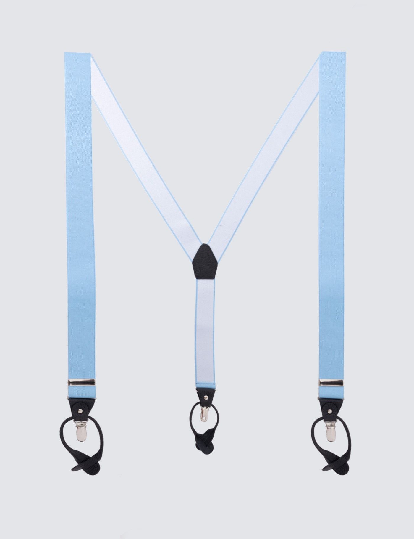 Men's 2 in 1 Adjustable Light Blue Plain Braces | Hawes & Curtis