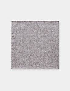 Men's Silver Paisley Handkerchief - 100% Silk | Hawes & Curtis