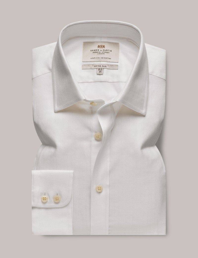 White Fitted Slim Shirt Hawes And Curtis