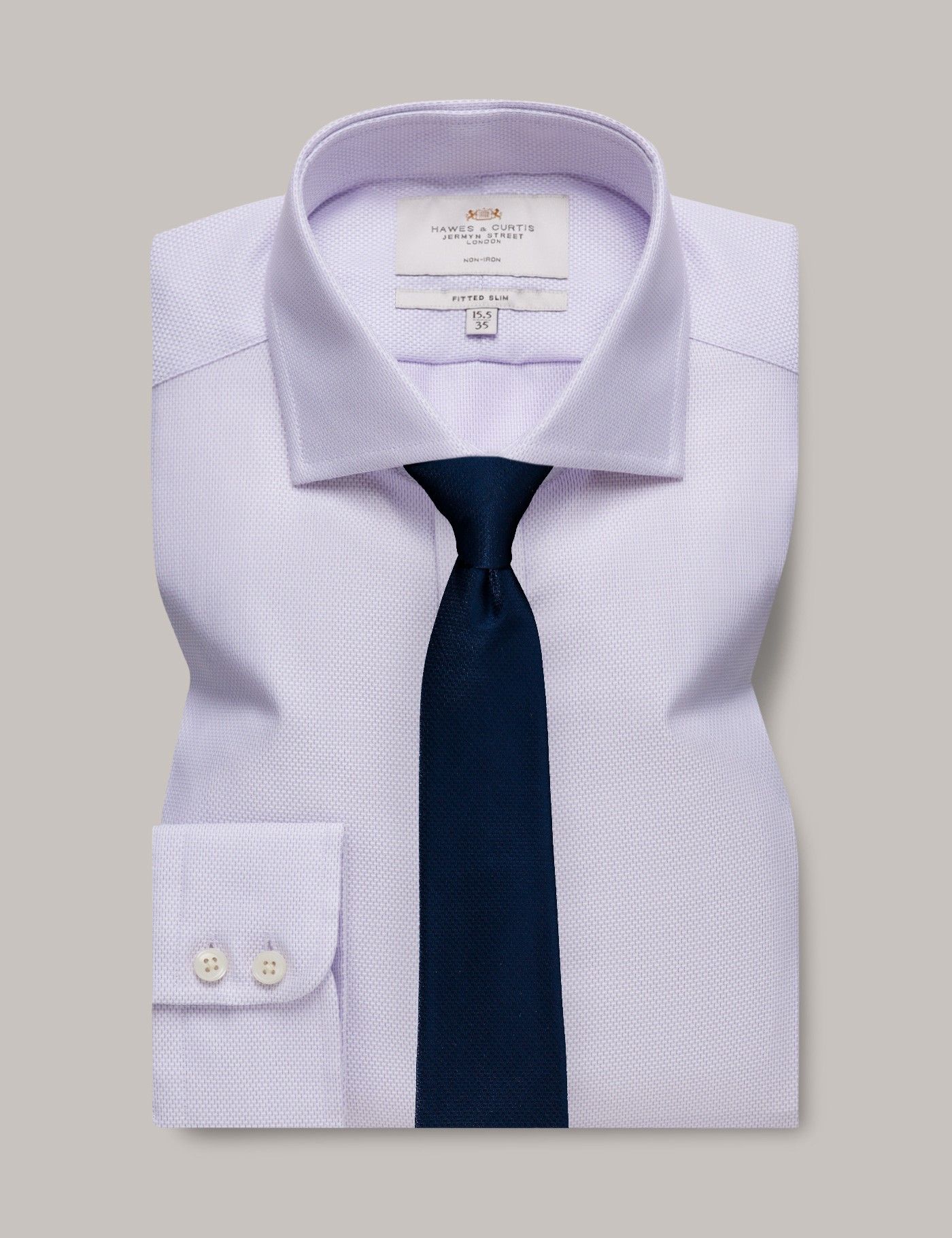 Men's Non-Iron Lilac & White Textured Weave Fitted Slim Shirt - Windsor ...