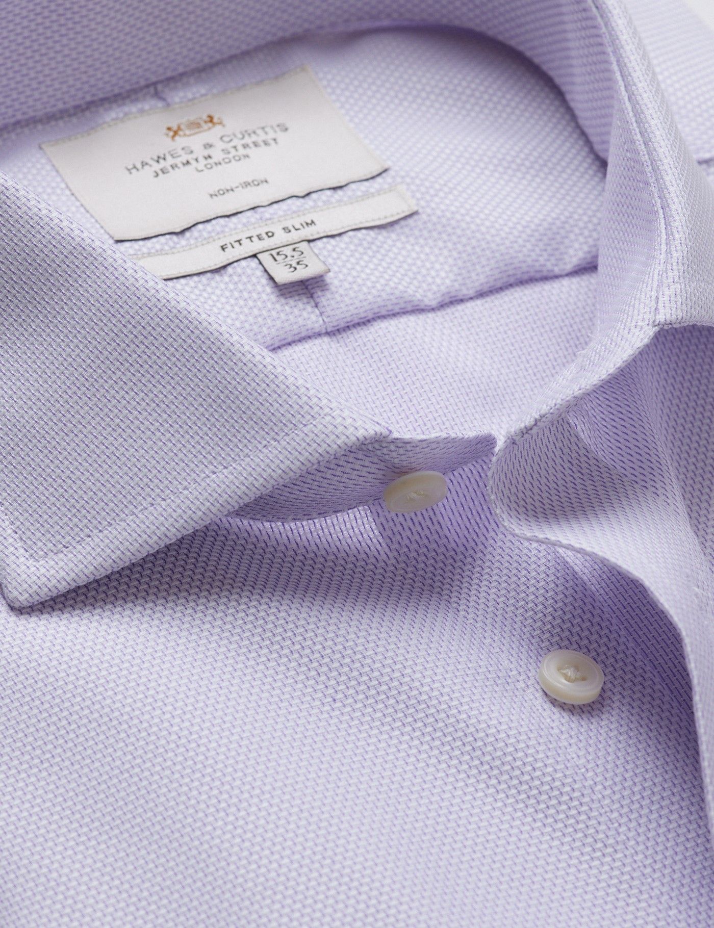 Men's Non-Iron Lilac & White Textured Weave Fitted Slim Fit Shirt ...