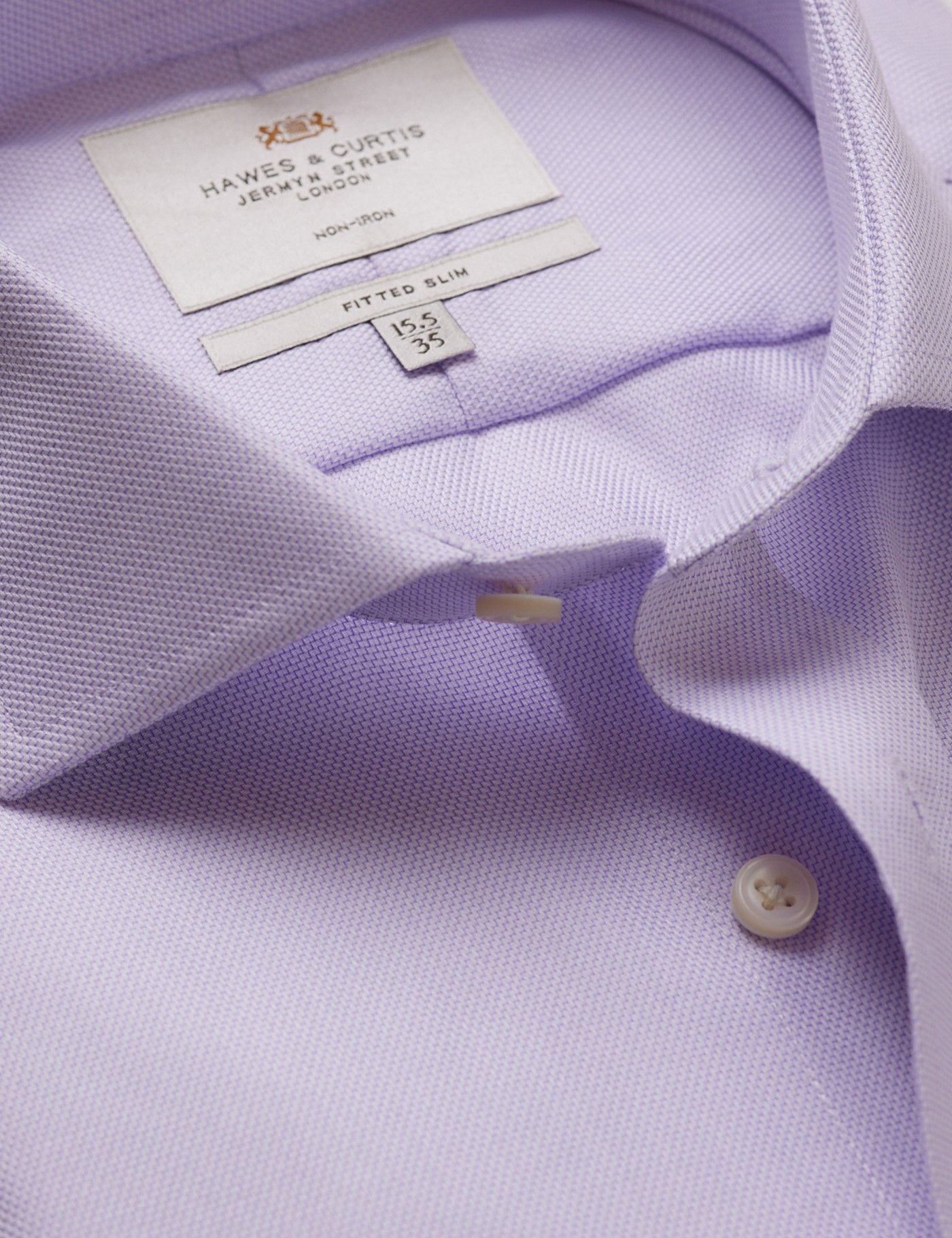 Men's Non-Iron Lilac & White Textured Weave Fitted Slim Fit Shirt ...