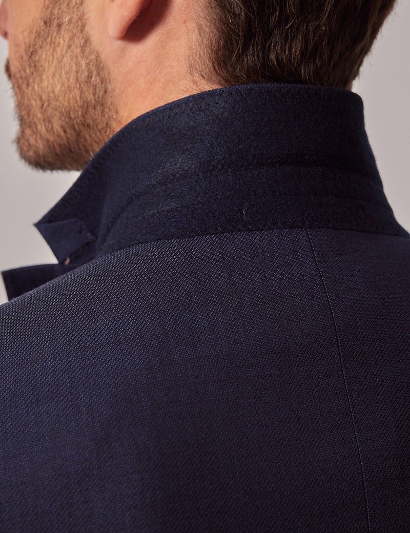 Men's Navy Semi Plain Tailored Suit Jacket | Hawes & Curtis