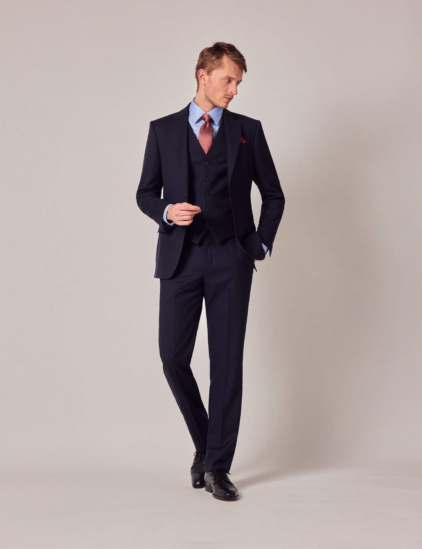 Men's Navy Birdseye 3 Piece Italian Tailored Suit - 1913 Collection ...