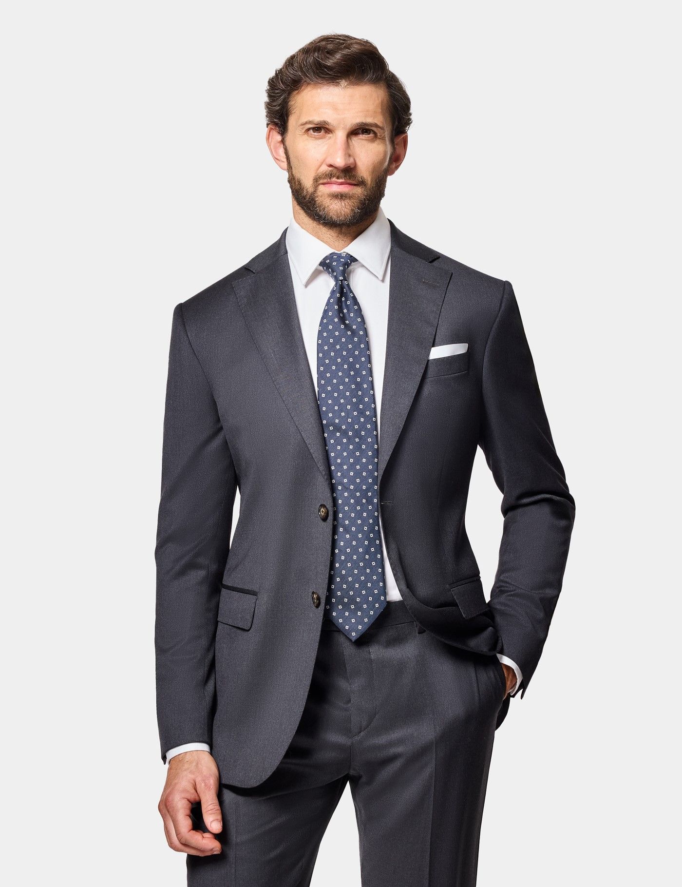 Men's Charcoal Italian Wool Slim Fit Suit Jacket - 1913 Collection ...