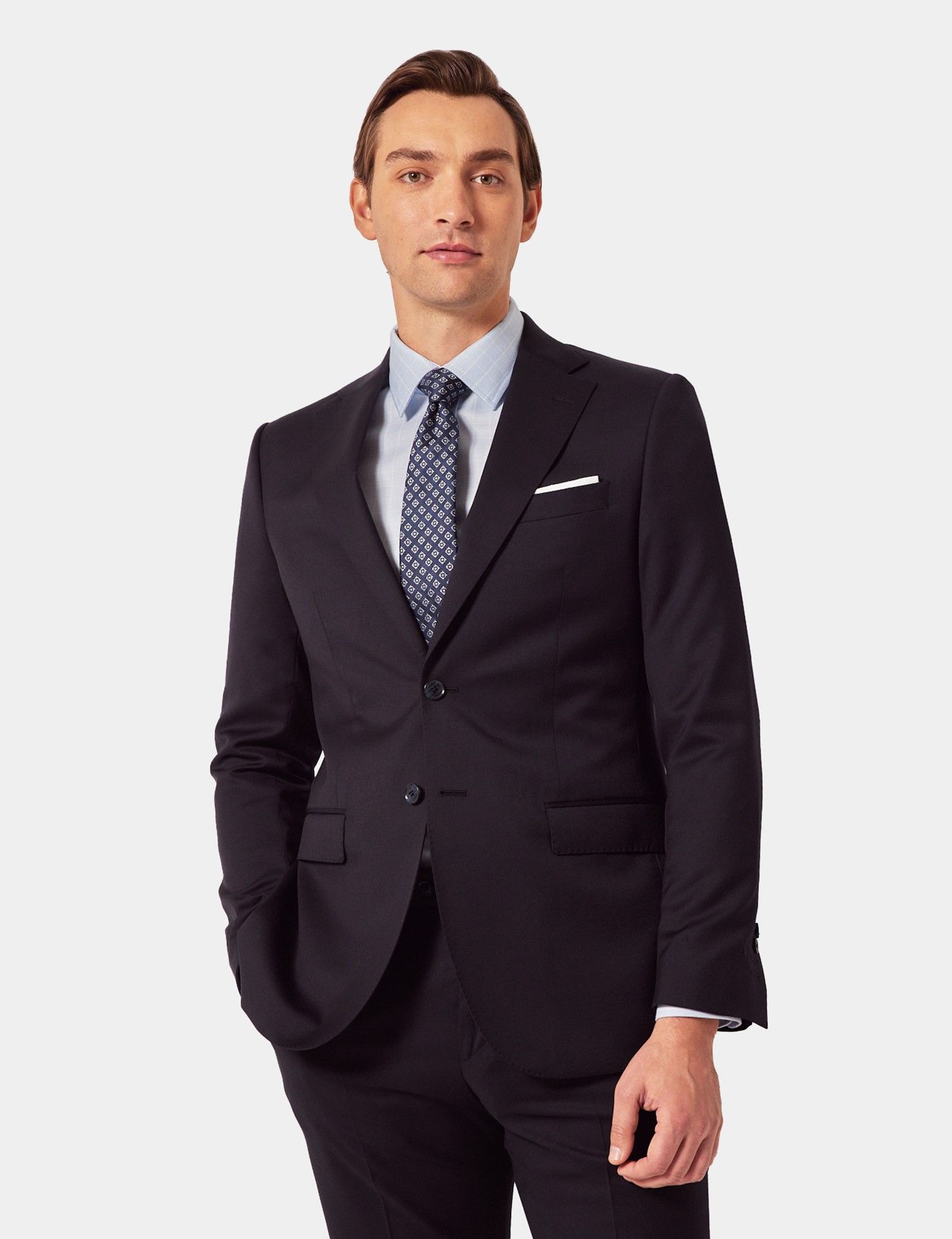 Men's Navy Italian Wool Slim Fit Suit Jacket - 1913 Collection | Hawes ...