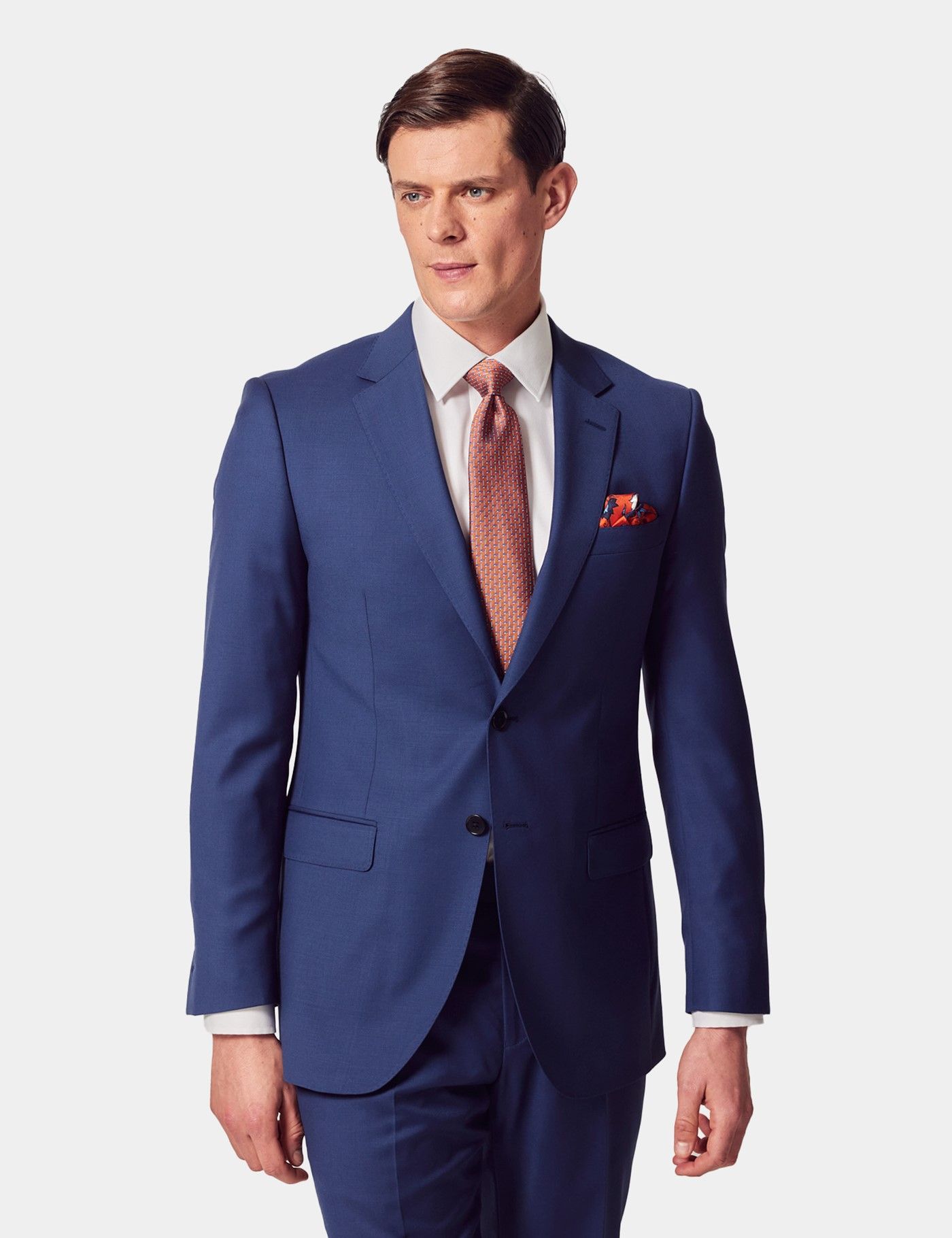 Men's Royal Blue Twill Wool Slim Fit Suit | Hawes & Curtis