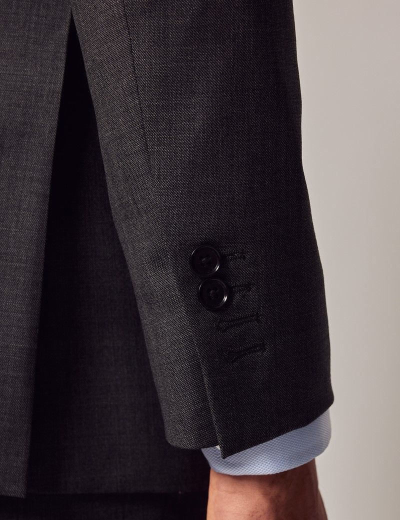 Mens Charcoal Twill 3 Piece Slim Fit Suit Hawes And Curtis