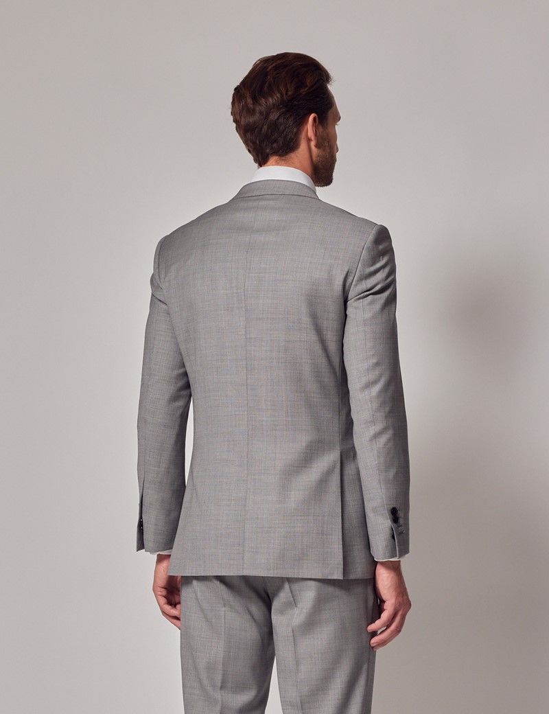 Men's Light Grey Twill Slim Fit Suit - Super 120s Wool | Hawes & Curtis