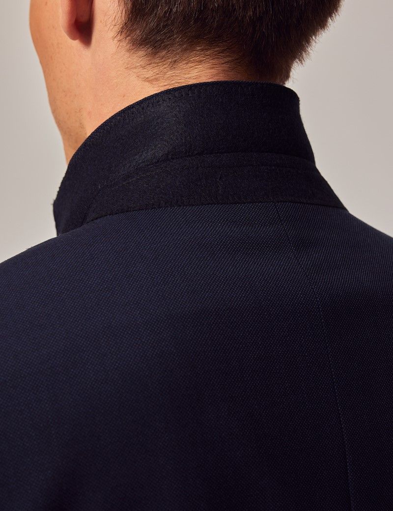 Men’s Navy Hopsack Plain 3 Piece Slim Fit Suit | Hawes & Curtis