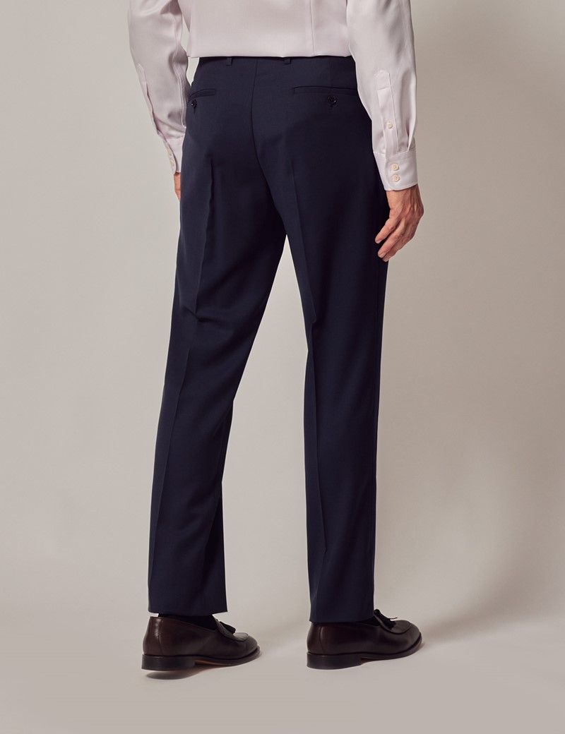 Men’s Navy Hopsack Plain 3 Piece Slim Fit Suit | Hawes & Curtis