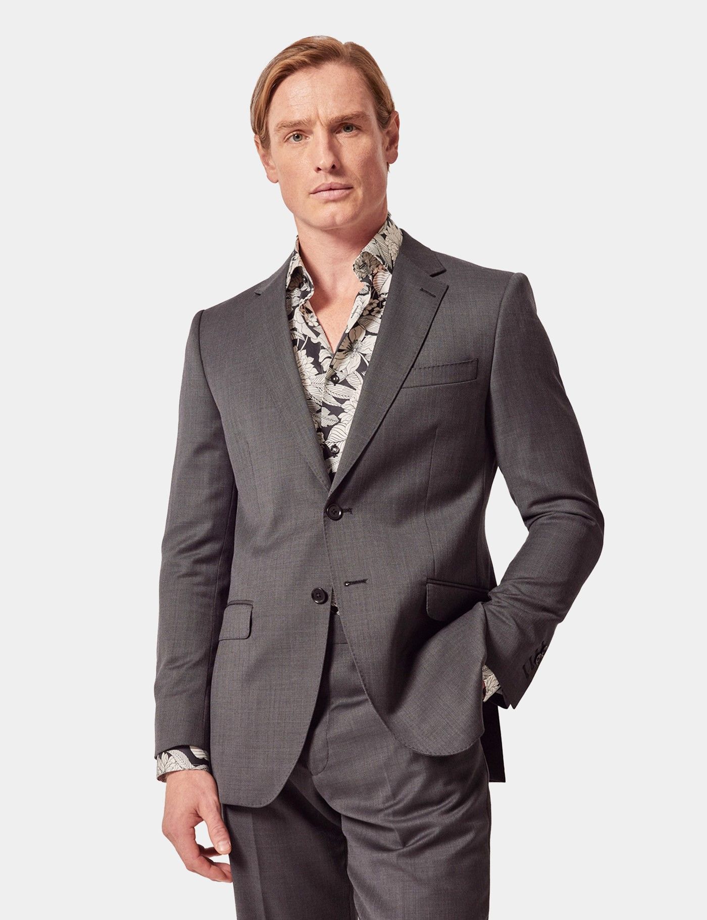 Men's Charcoal Birdseye Wool Slim Fit Suit | Hawes & Curtis