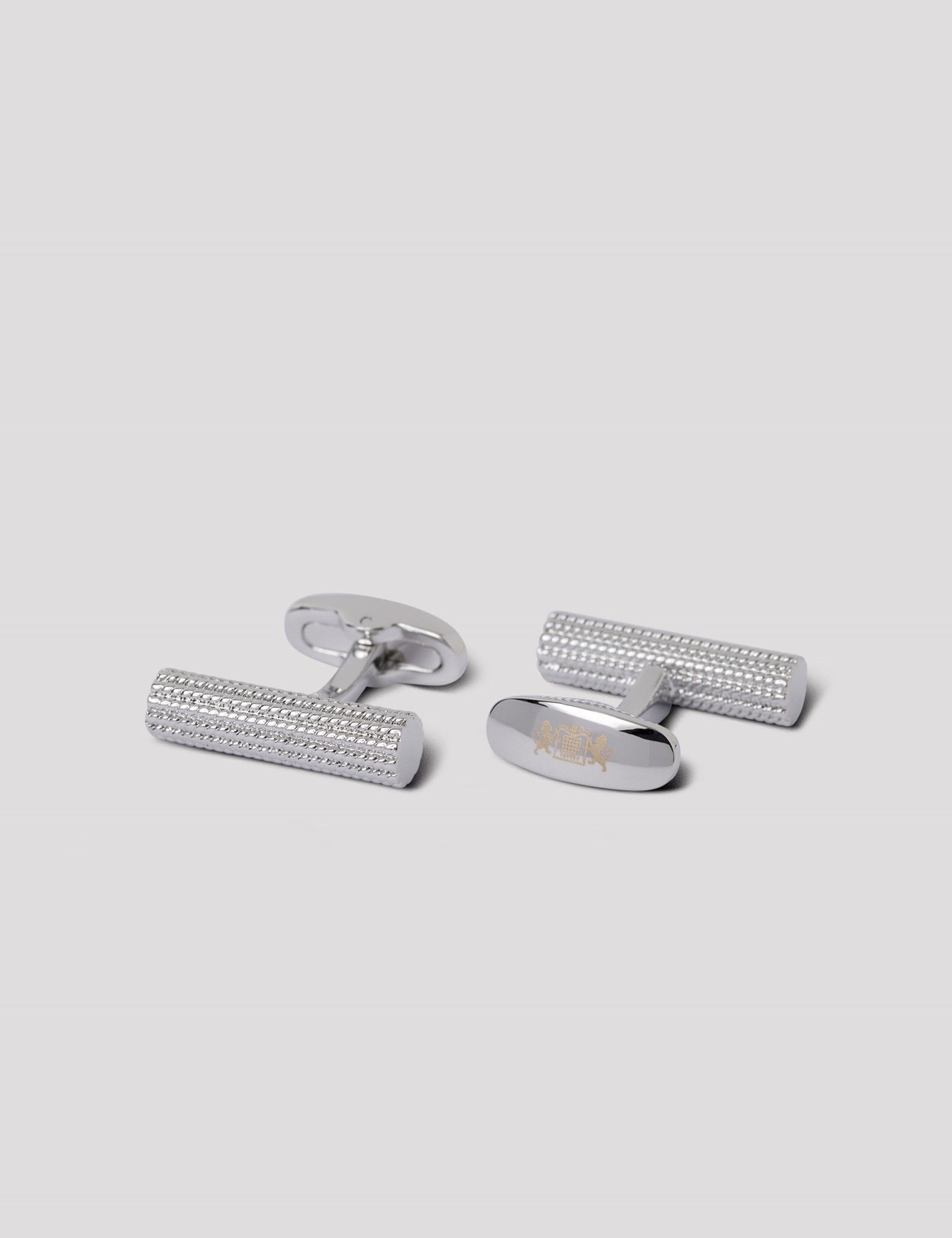 Men's Silver Textured Barrel Cufflinks | Hawes and Curtis