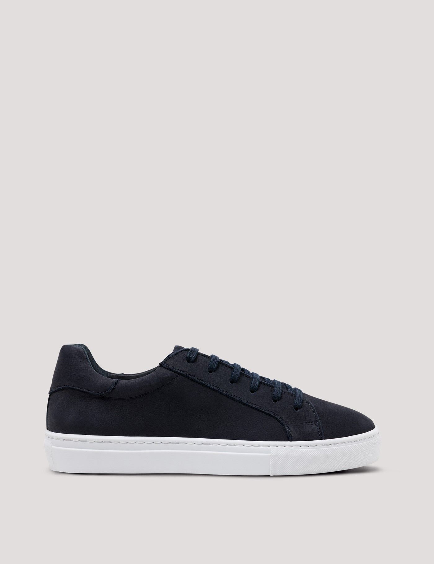 Men's Navy Nubuck Leather Trainer | Hawes and Curtis