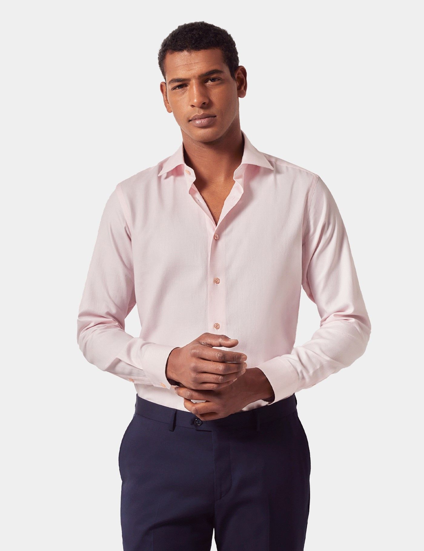 Men's Pink Slim Shirt With Contrast Detail | Hawes & Curtis
