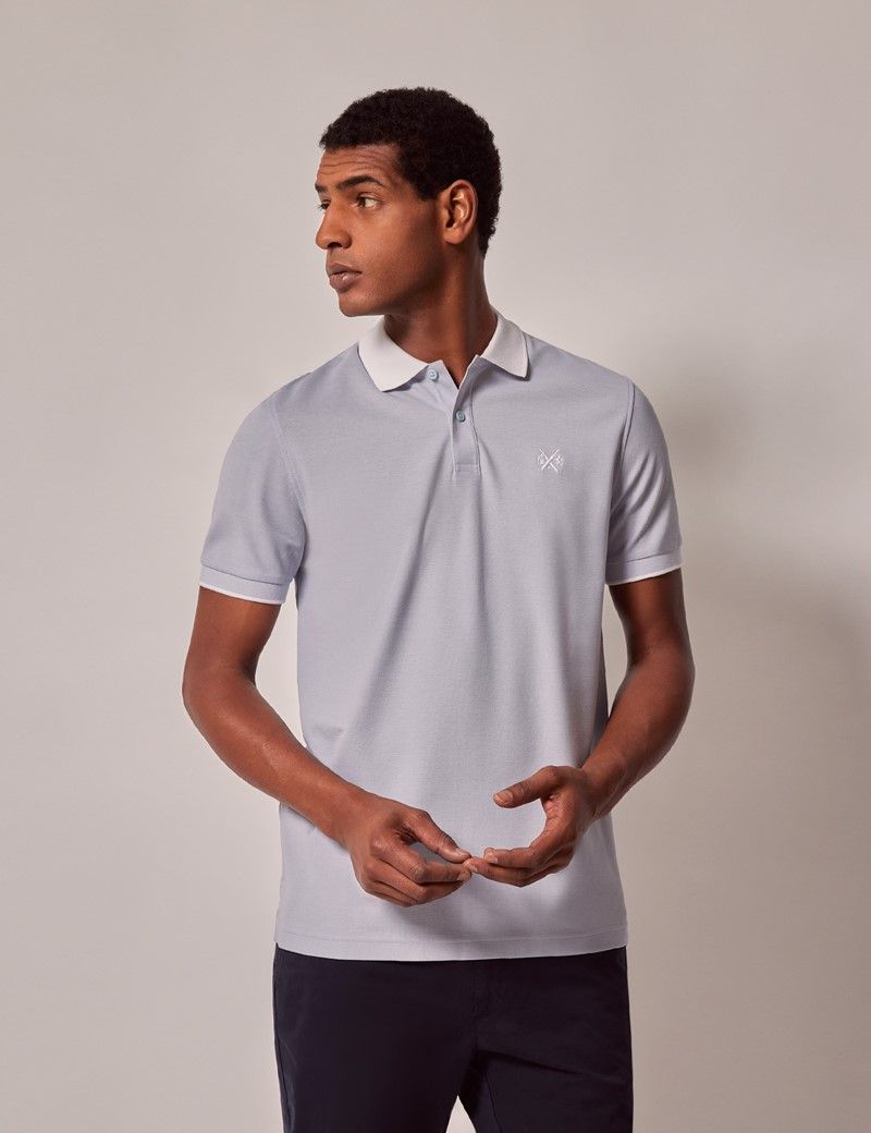 Mens Light Blue Tipped Mercerised Cotton Polo Shirt Lords Limited