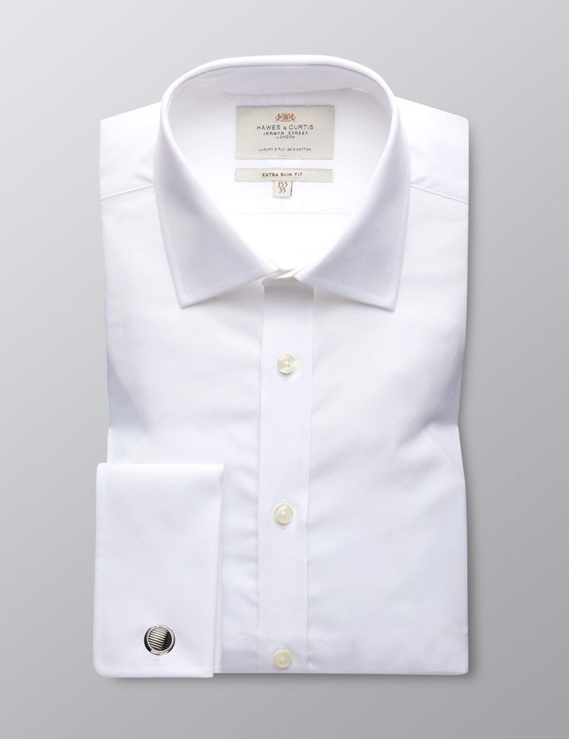 Men's White Poplin Extra Slim Shirt - French Cuff