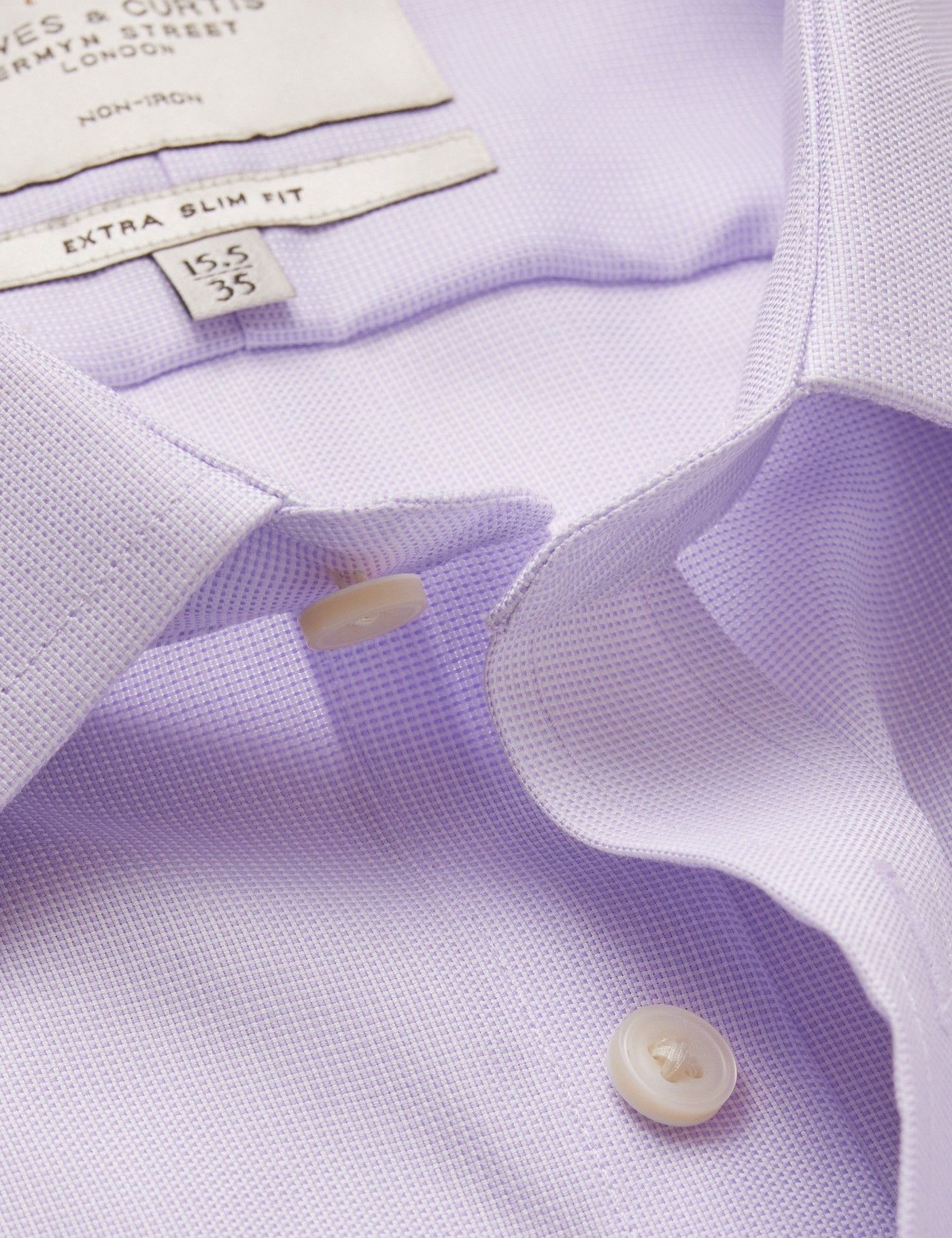 Men's Non-Iron Lilac & White Textured Weave Extra Slim Shirt - French Cuff
