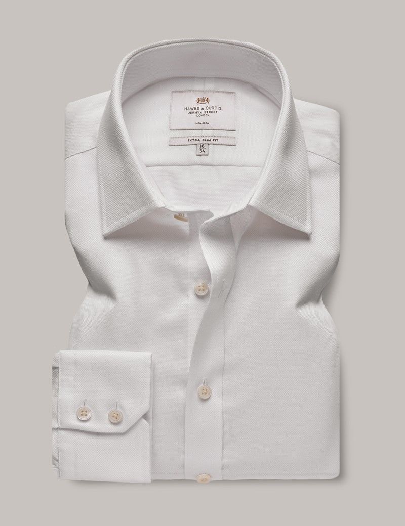Men's Non-Iron White Pique Extra Slim Shirt
