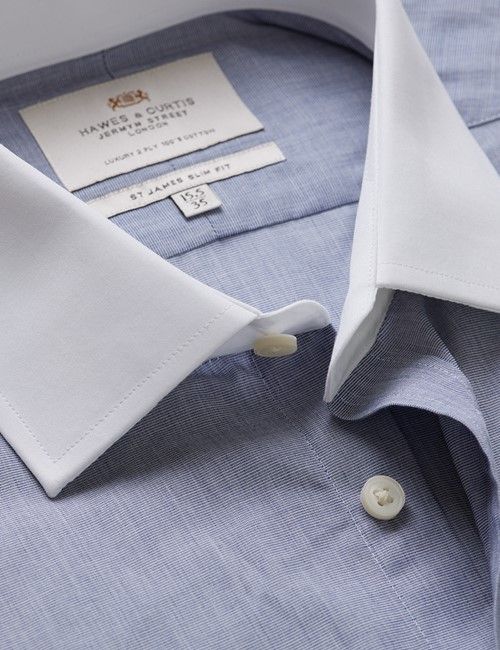 White Contrast Collar Shirts | Men's Shirts - Hawes & Curtis