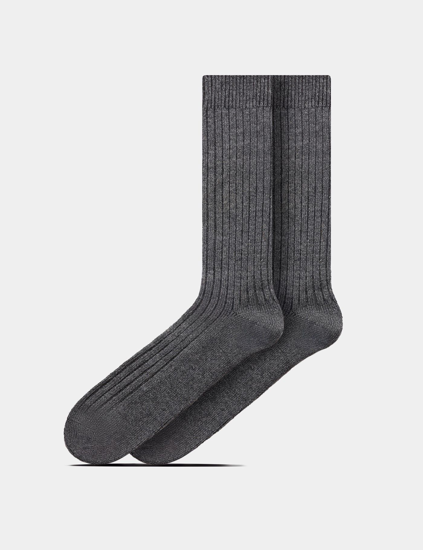 Grey Ribbed Socks | Hawes & Curtis