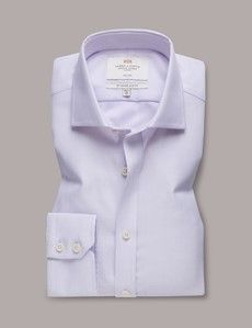 Men's Non-Iron Lilac & White Textured Weave Slim Shirt - Windsor Collar ...