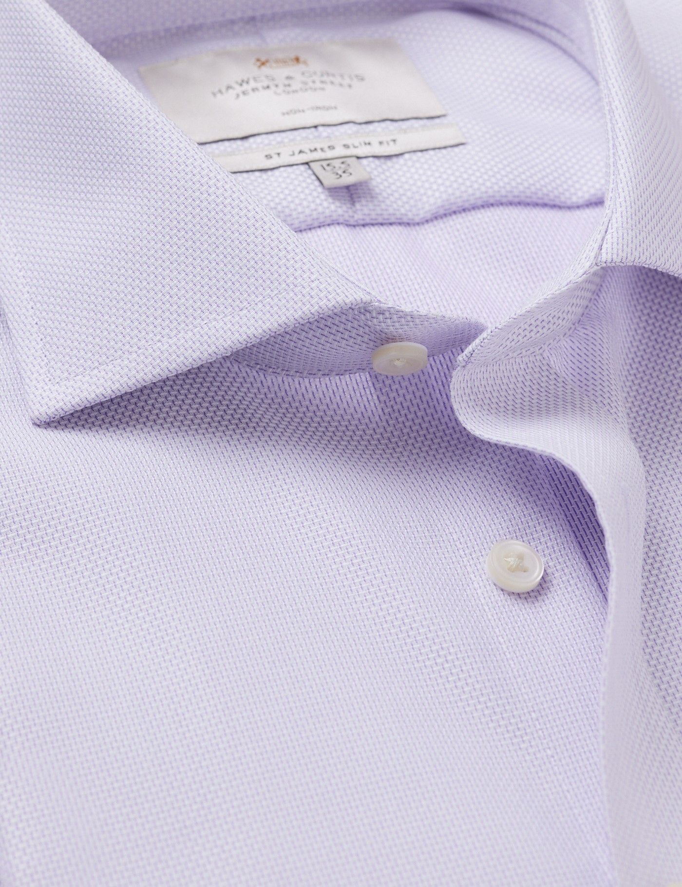 Men's Non-Iron Lilac & White Textured Weave Slim Shirt - Windsor Collar ...