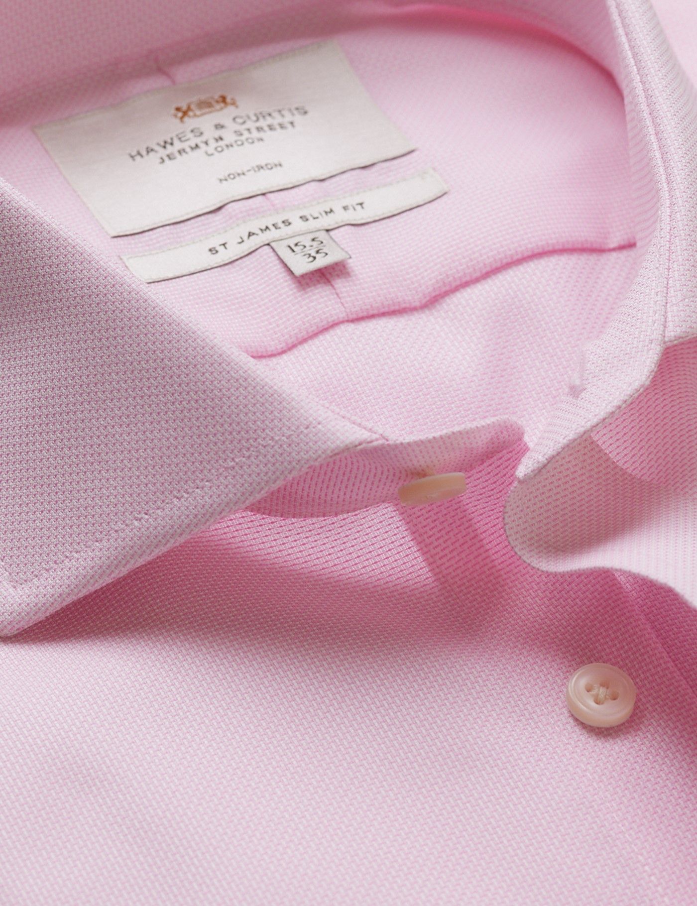 Men's Non-Iron Pink & White Textured Weave Slim Fit Shirt - Windsor ...
