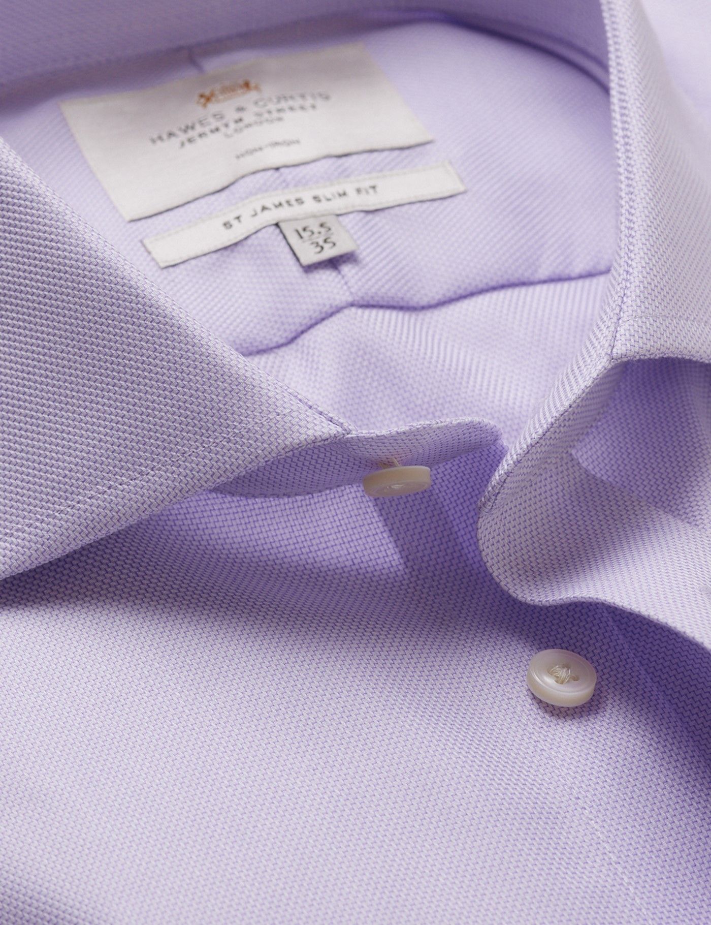 Men's Non-Iron Lilac & White Textured Weave Slim Fit Shirt - Windsor ...