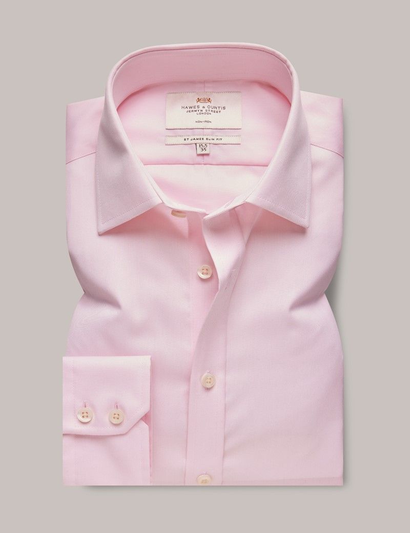Men's Non-Iron Pink Twill Slim Shirt