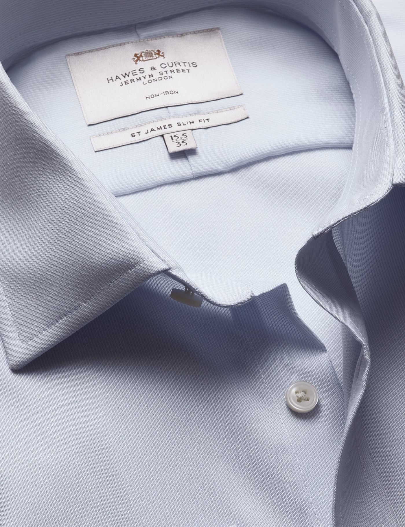 Men's Slim Fit Blue & White Fine Stripe Non-Iron Shirt | Hawes & Curtis