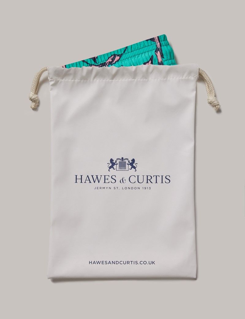 Men's Green & Pink Floral Swim Shorts | Hawes & Curtis