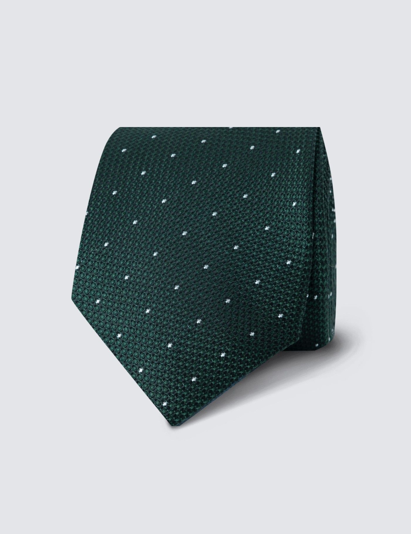 Men's Green Small Spot Tie - 100% Silk