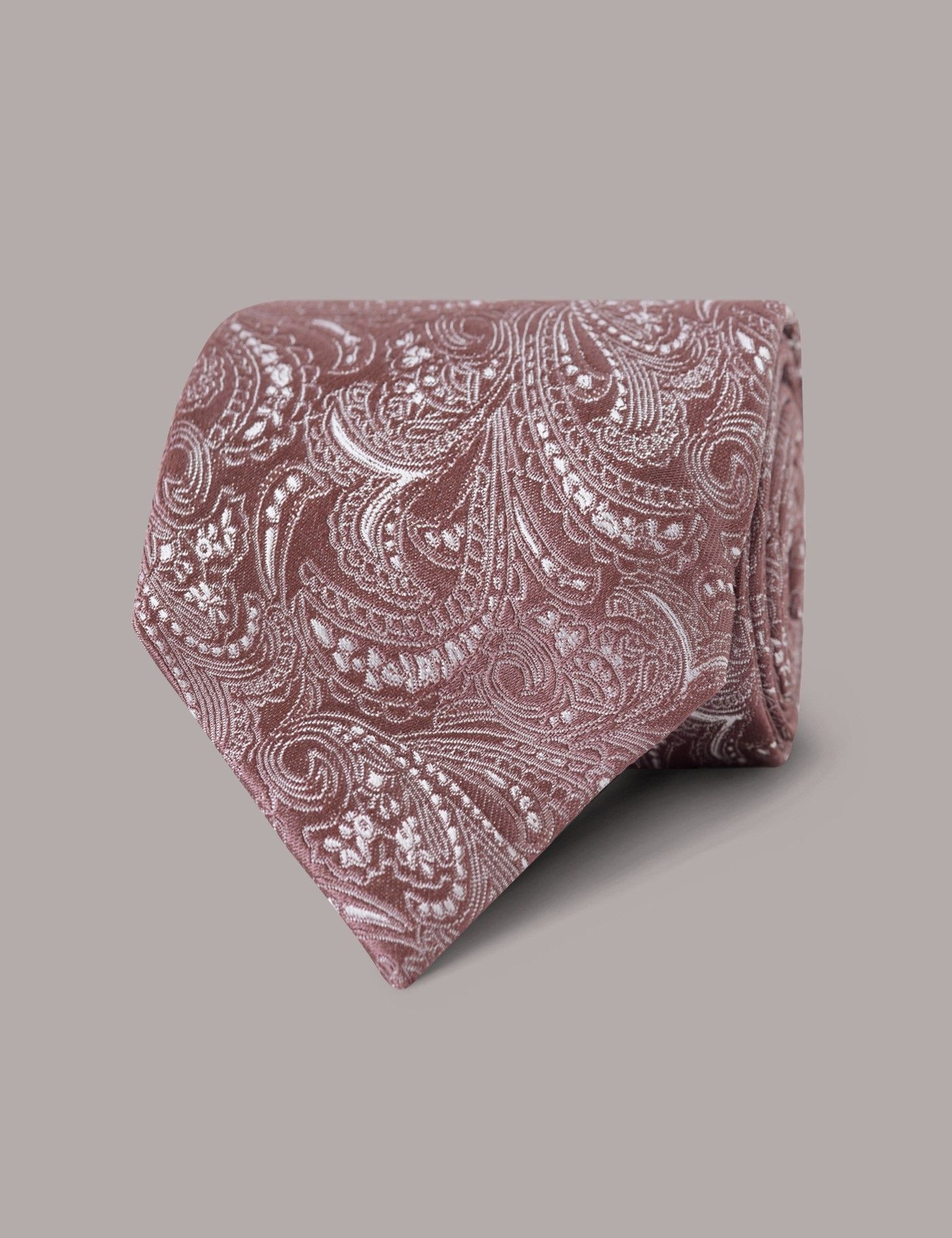 Men's Rose Pink Paisley Tie - 100% Silk | Hawes and Curtis