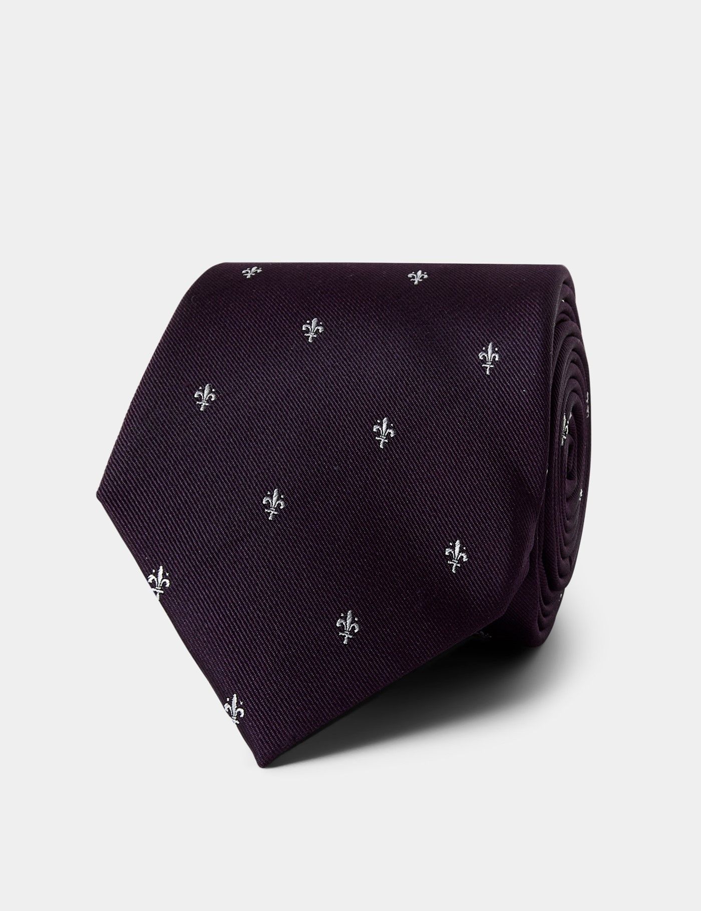 Men's Plum Fleur-de-lis Tie | Hawes and Curtis