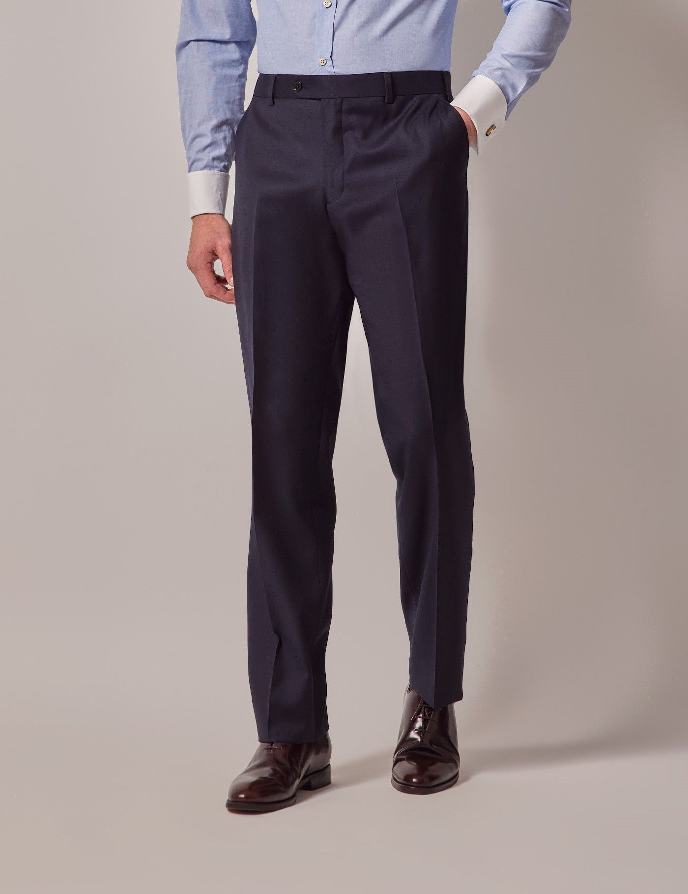 Men's Navy Twill Tailored Suit Pants| Hawes and Curtis