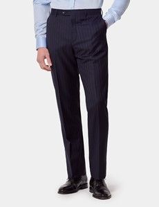 Men's Tailored Fit Navy Chalk Stripe 1913 Suit Pants | Hawes & Curtis