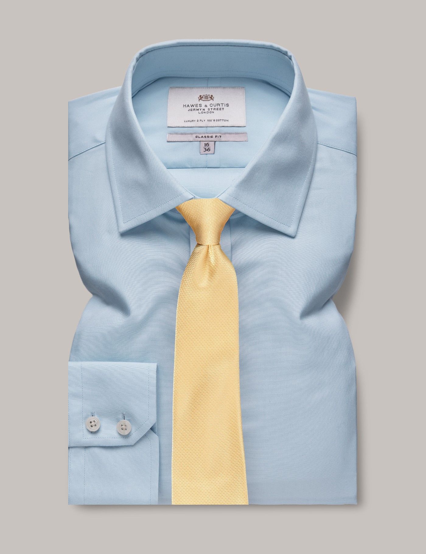 Men's Blue Classic Fit Shirt With Semi Cutaway Collar - Single Cuffs