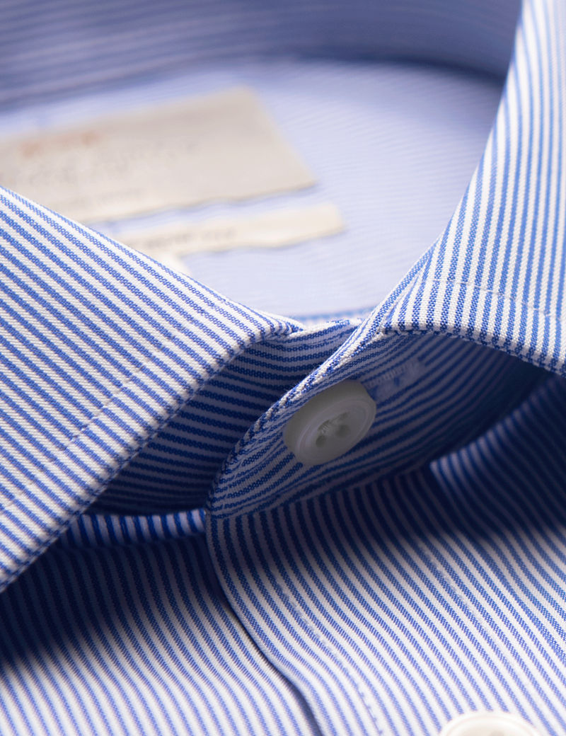 Men's Non-Iron Blue & White Fine Stripe Classic Fit Shirt