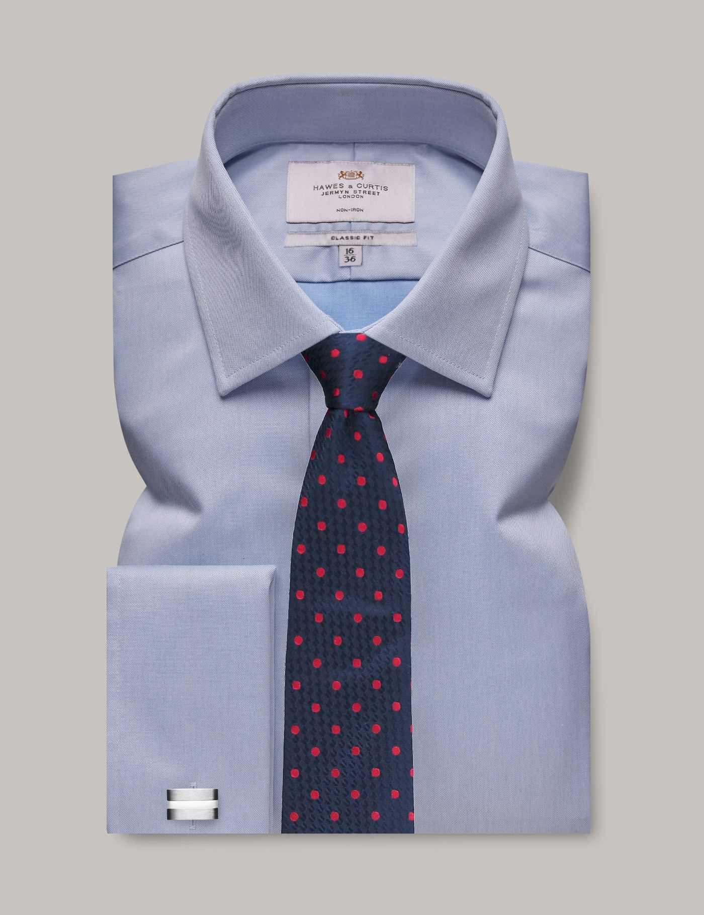 Men's Non-Iron Blue Twill Classic Shirt - French Cuff