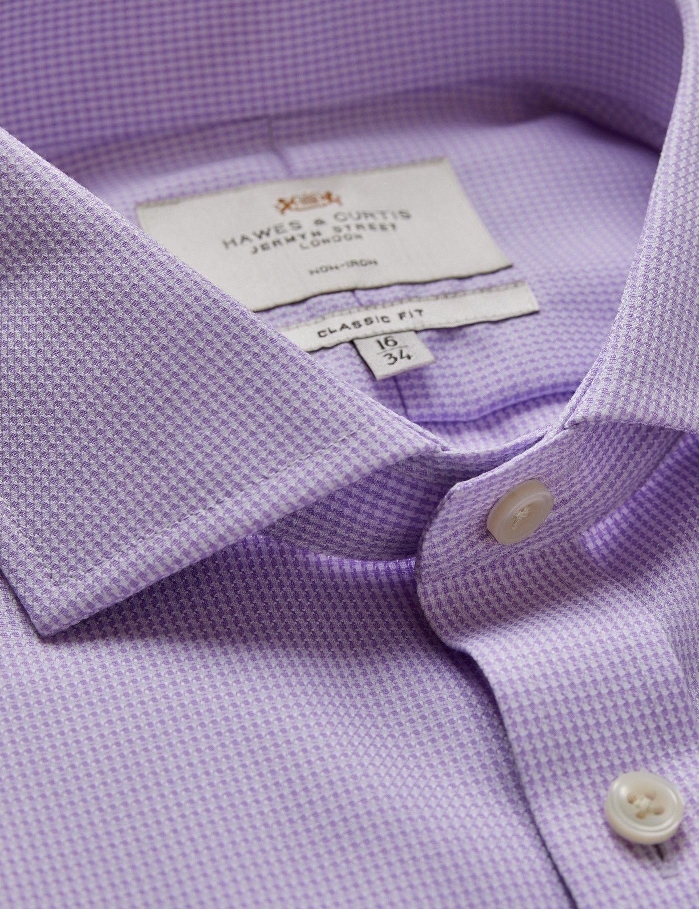Men's Non-Iron Lilac & White Dogtooth Classic Shirt - Windsor Collar ...