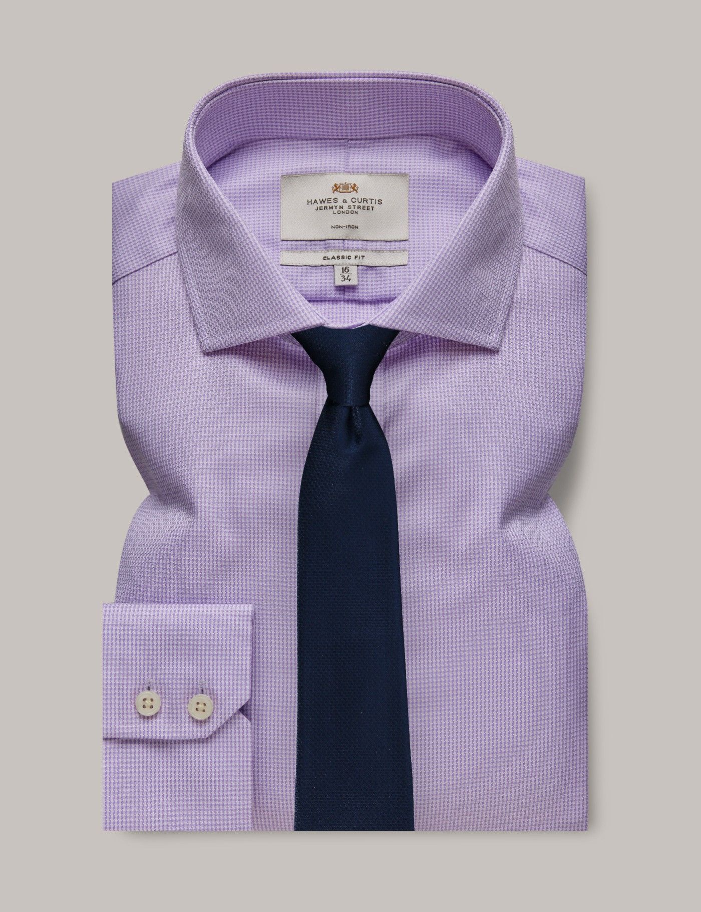 Men's Non-Iron Lilac & White Dogtooth Classic Shirt - Windsor Collar ...