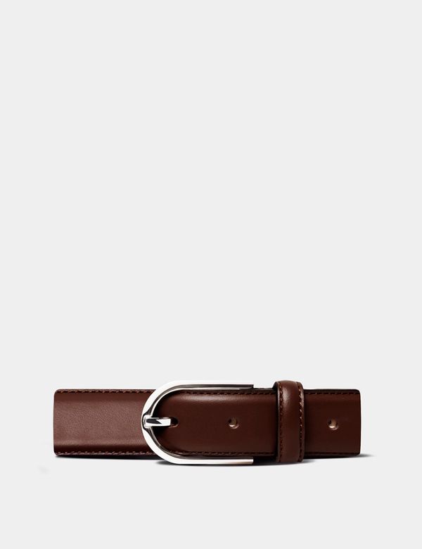 Men's Chocolate Brown Italian Calf Leather Belt| Hawes & Curtis